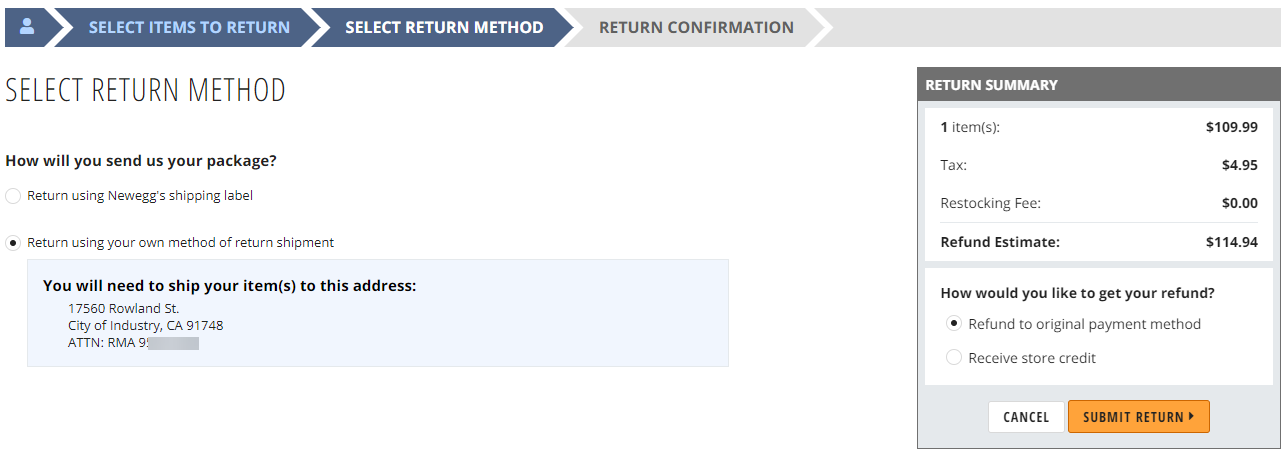 How to return a Marketplace item - Newegg Knowledge Base